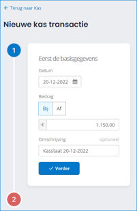 Handmatig een kasstaat inboeken in SnelStart Web