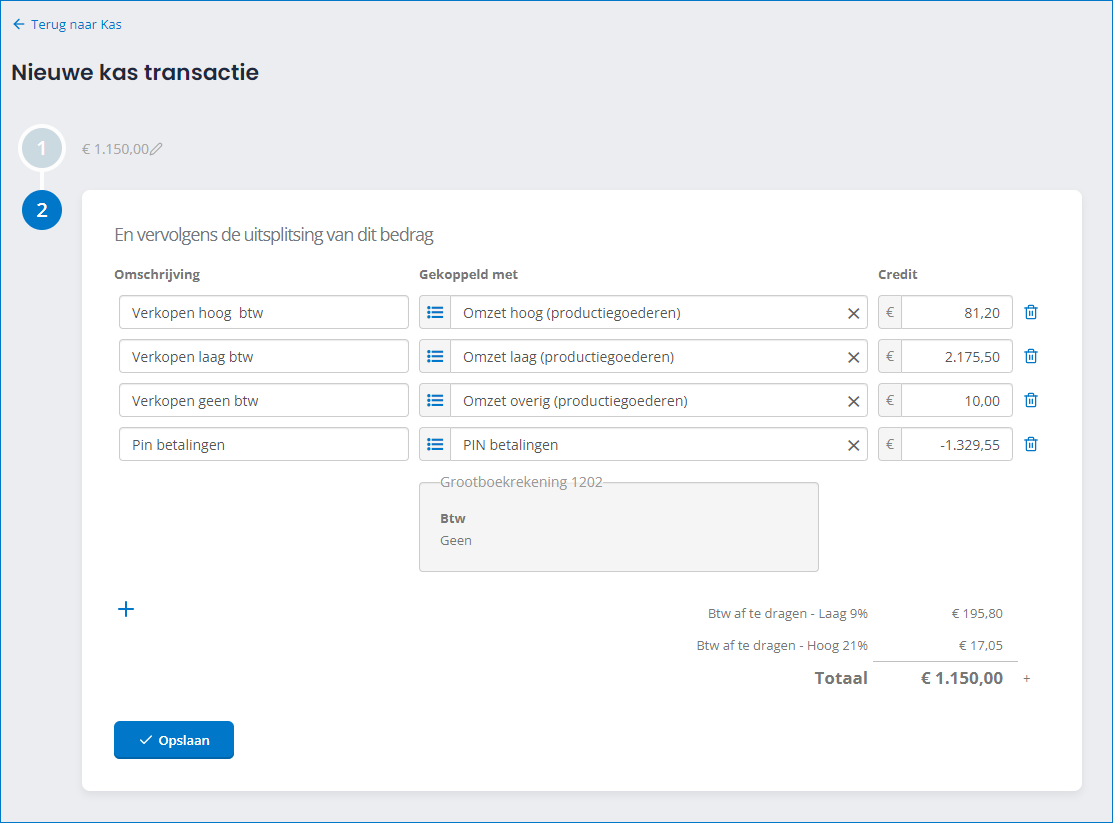 Handmatig een kasstaat inboeken in SnelStart Web